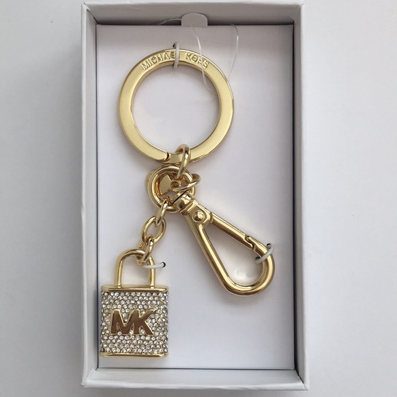 Michael Kors | Accessories | Michael Kors Pave Lock Key Fob Keychain In Gold | Poshmark